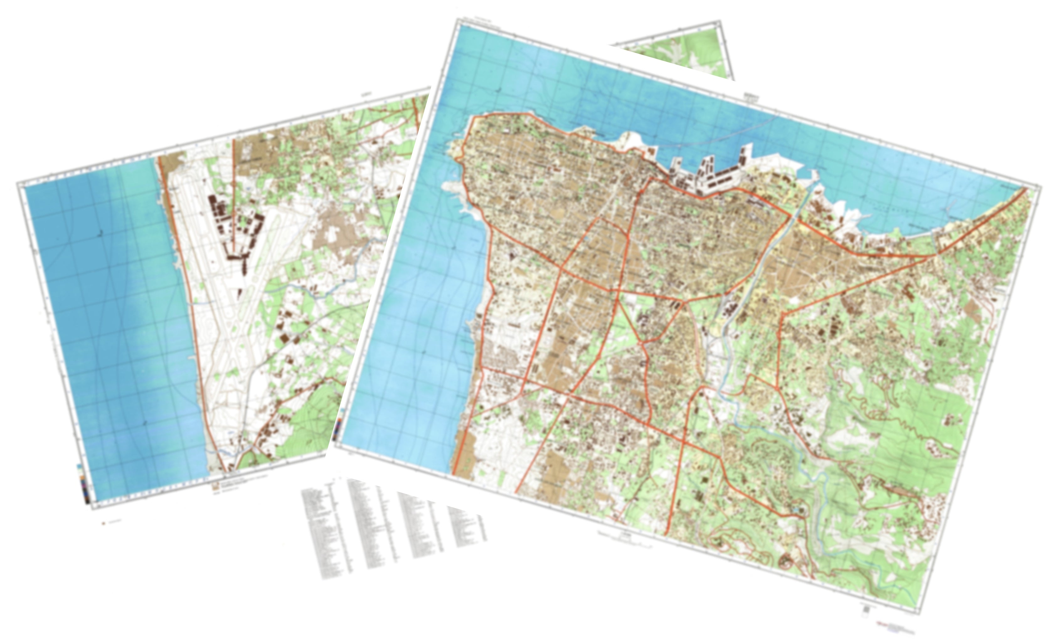 Beirut (Lebanon) 2-Sheet Set - Soviet Military City Plans – Longitude Maps