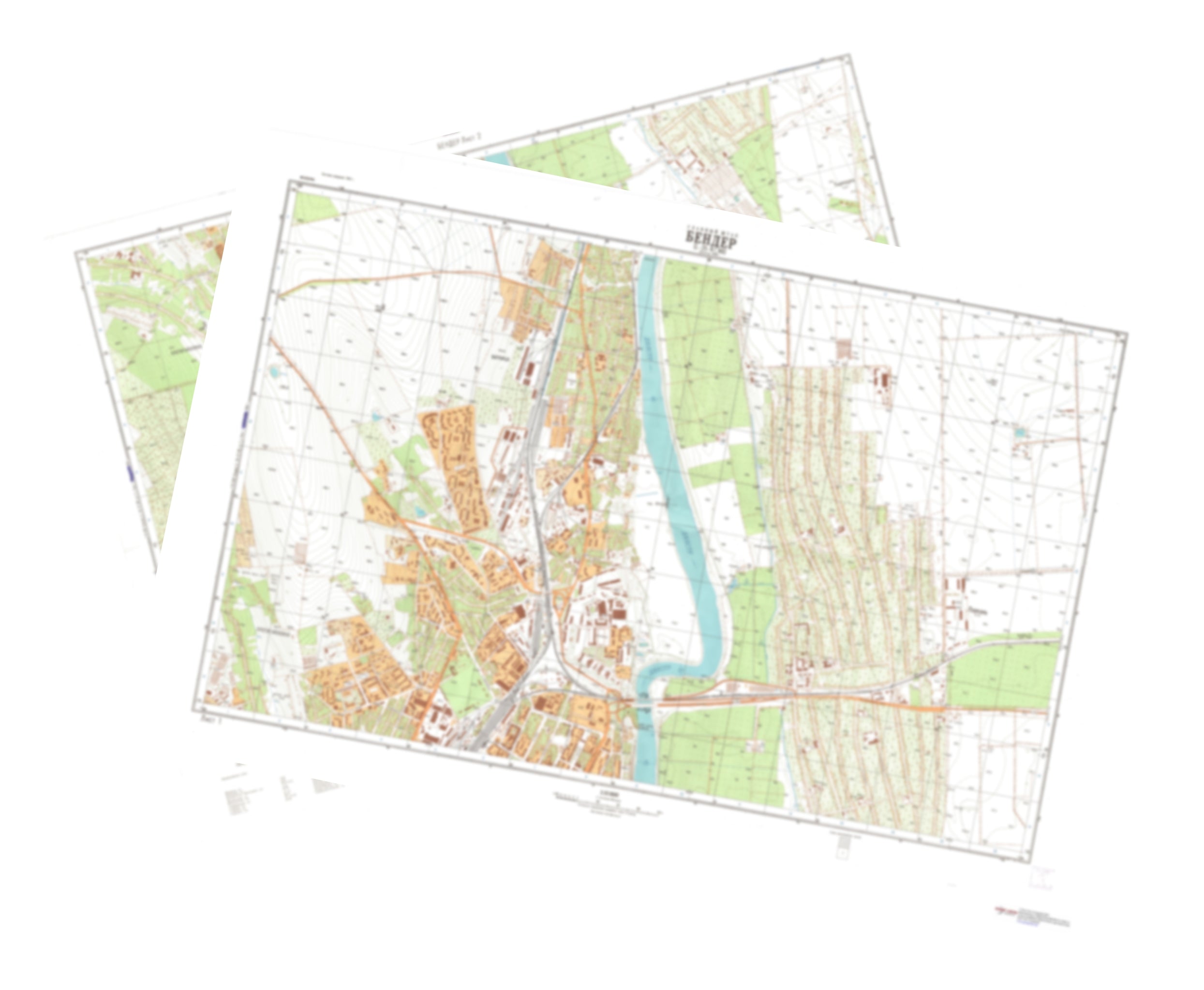 Bender (Moldova) 2-Sheet Set - Soviet Military City Plans – Longitude Maps