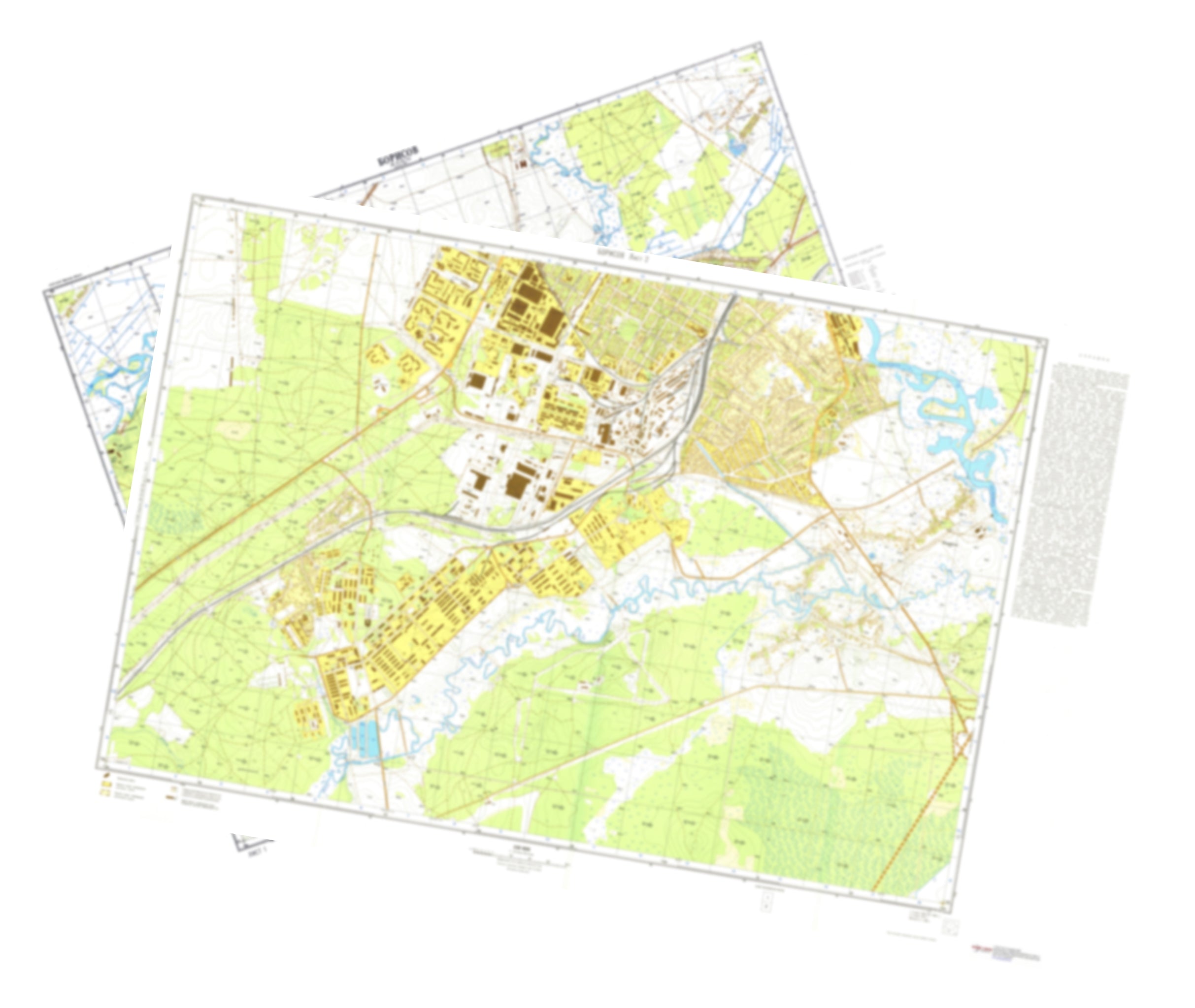 Borisov (Belarus) 2-Sheet Set - Soviet Military City Plans – Longitude Maps