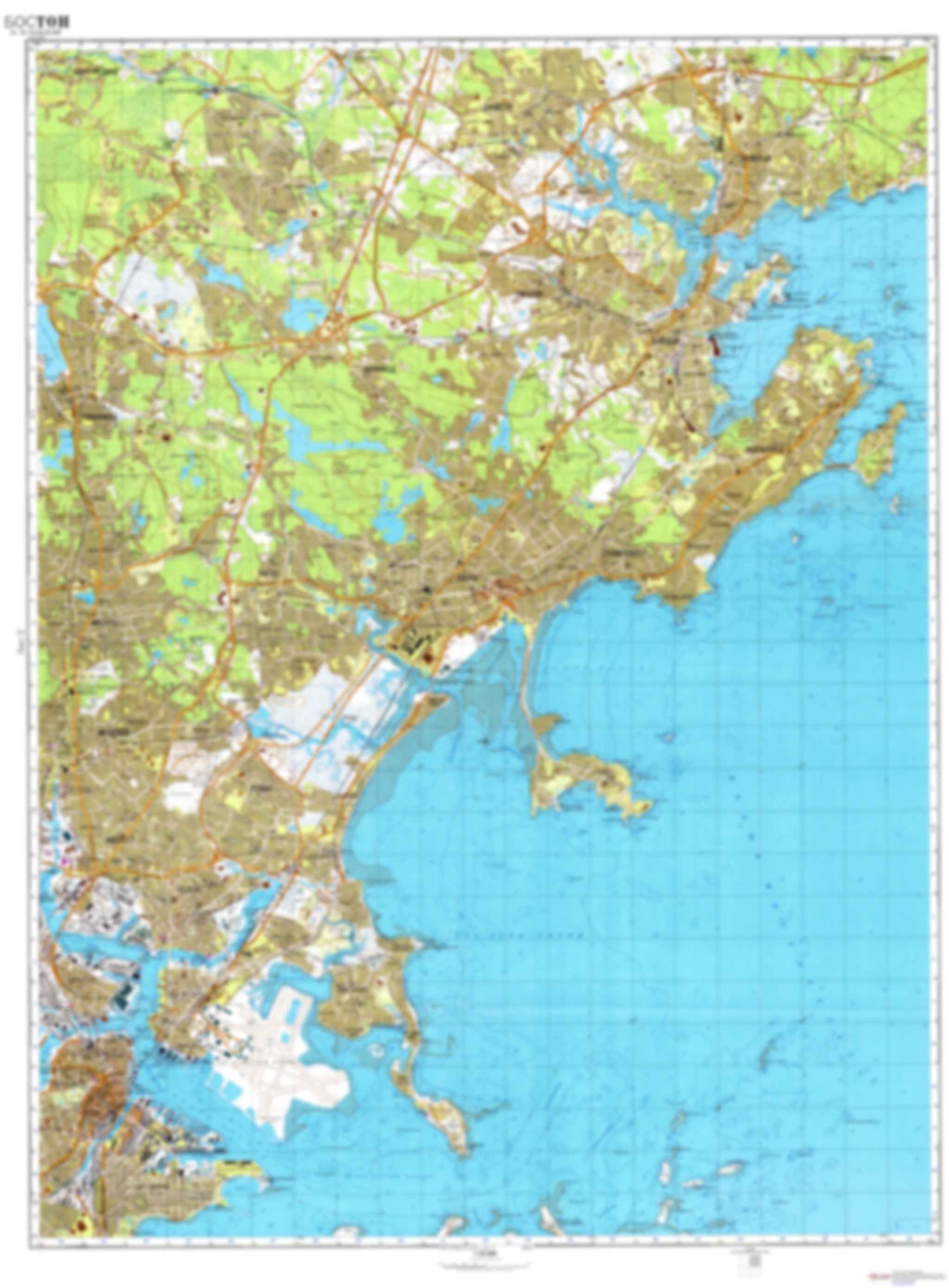 Boston, MA 2 (USA) - Soviet Military City Plans – Longitude Maps