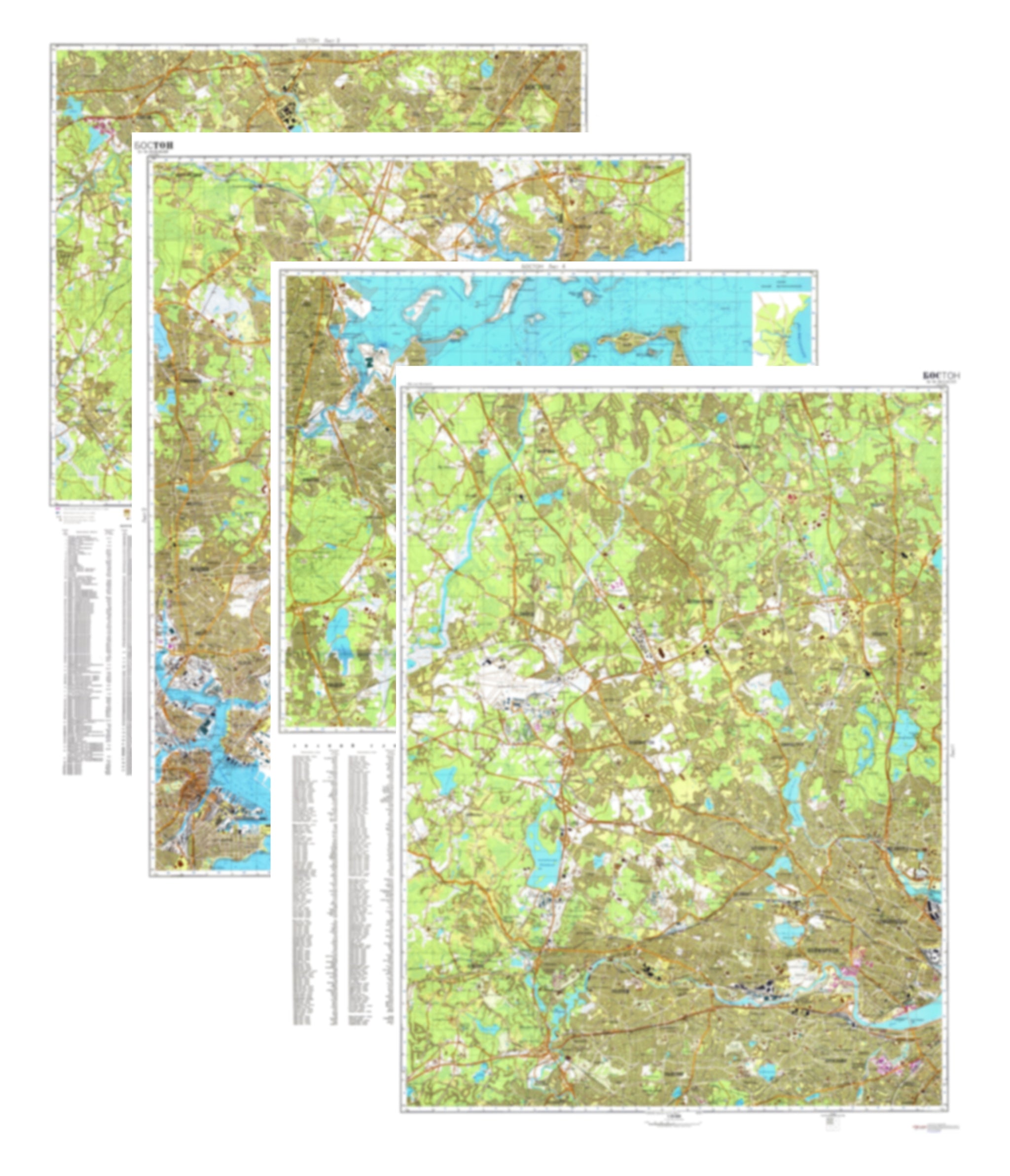 Boston, MA (USA) 4-Sheet Map Set - Soviet Military City Plans ...