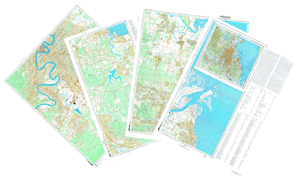 Brisbane (Australia) 4-Sheet Map Set - Soviet Military City Plans ...