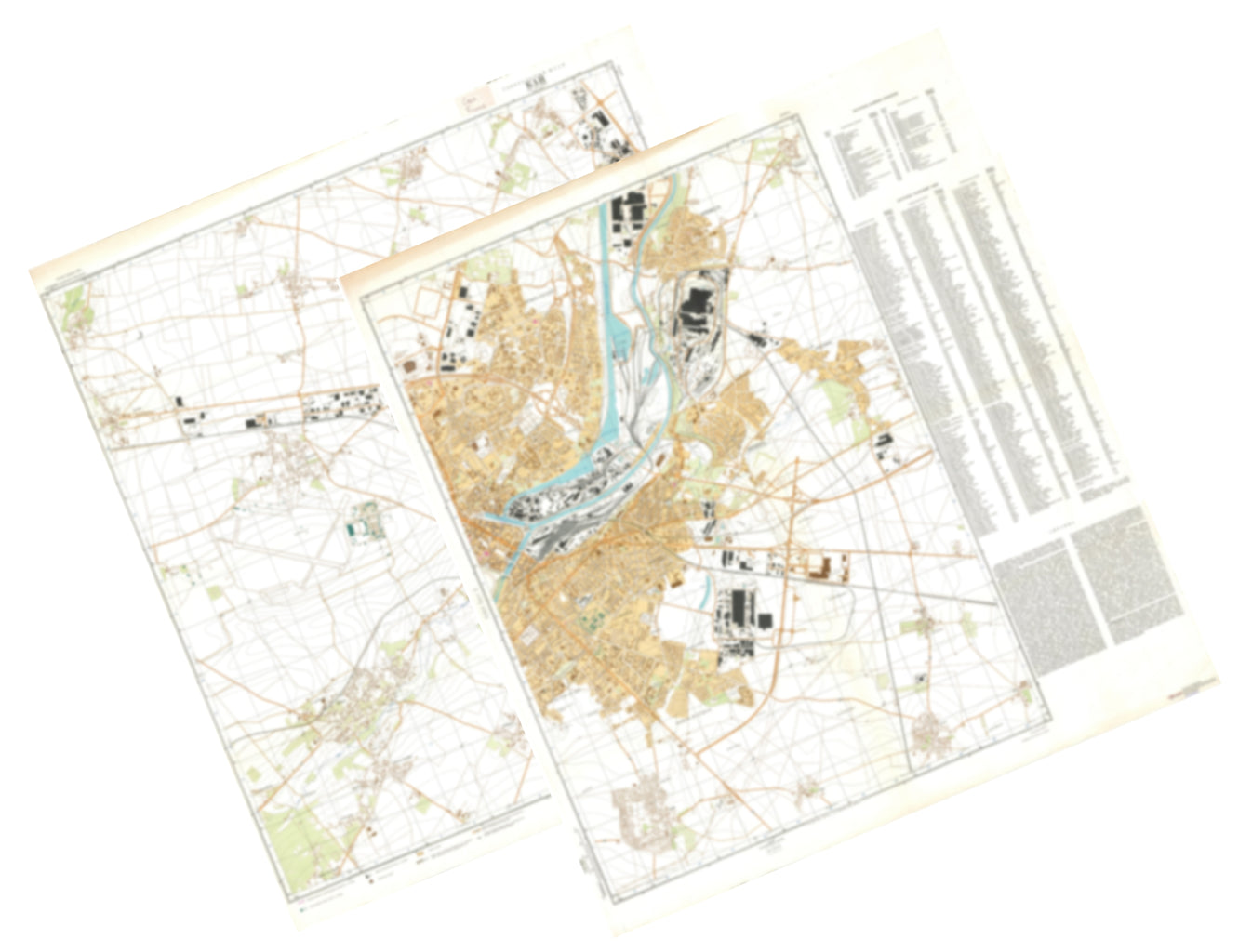 Caen (France) 2-Sheet Set - Soviet Military City Plans – Longitude Maps