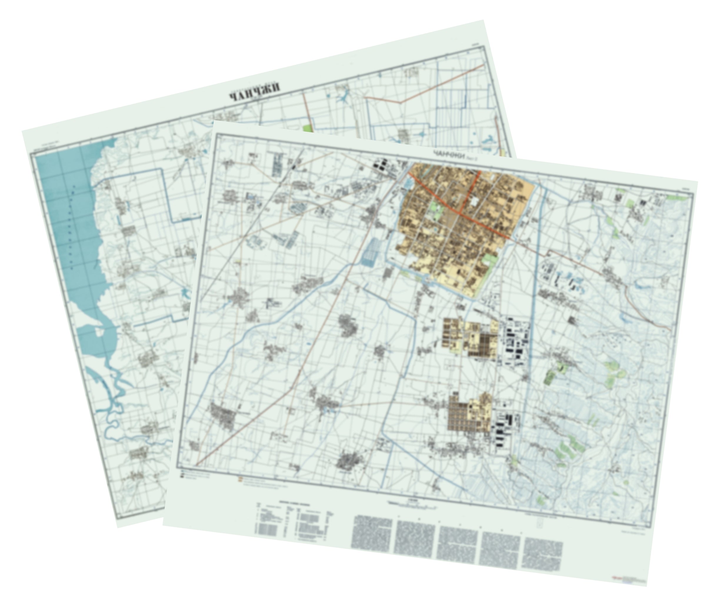 Changzhi (China) 2-Sheet Set - Soviet Military City Plans – Longitude Maps
