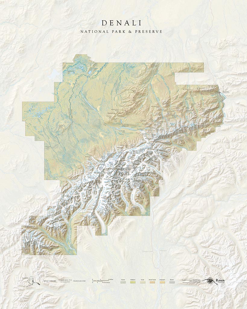 Denali National Park & Preserve Landscape Fine Art Print Map ...