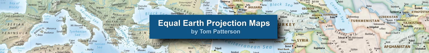 Equal Earth Projection Maps by Tom Patterson – Longitude Maps