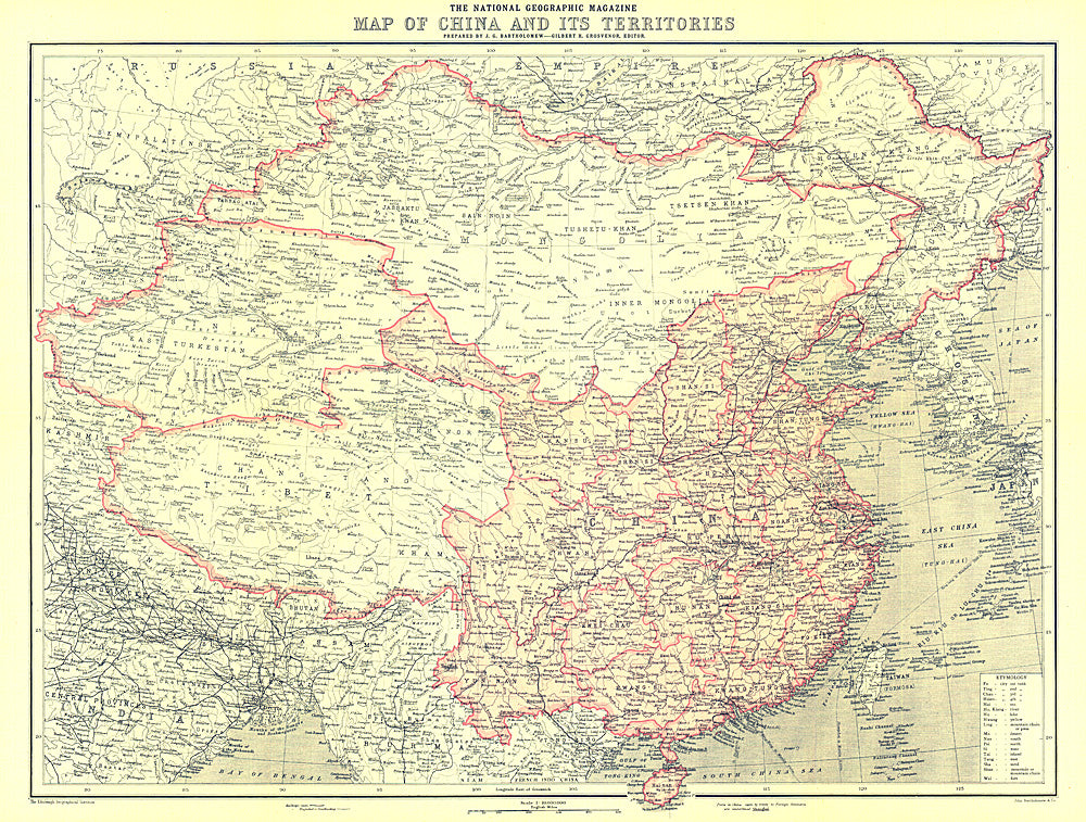 1912 China and Its Territories Map – Longitude Maps