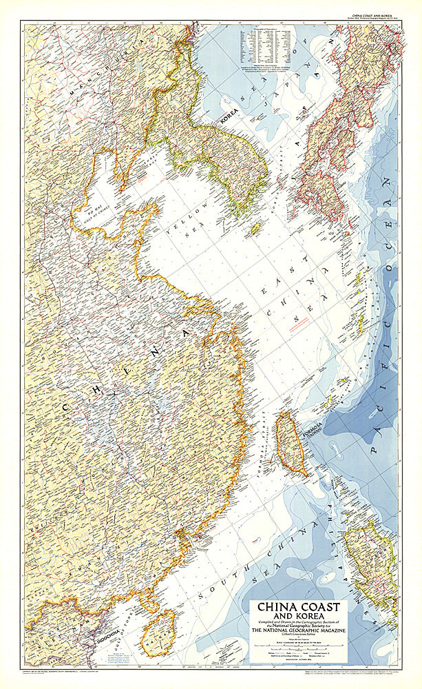 1953 China Coast and Korea Map – Longitude Maps
