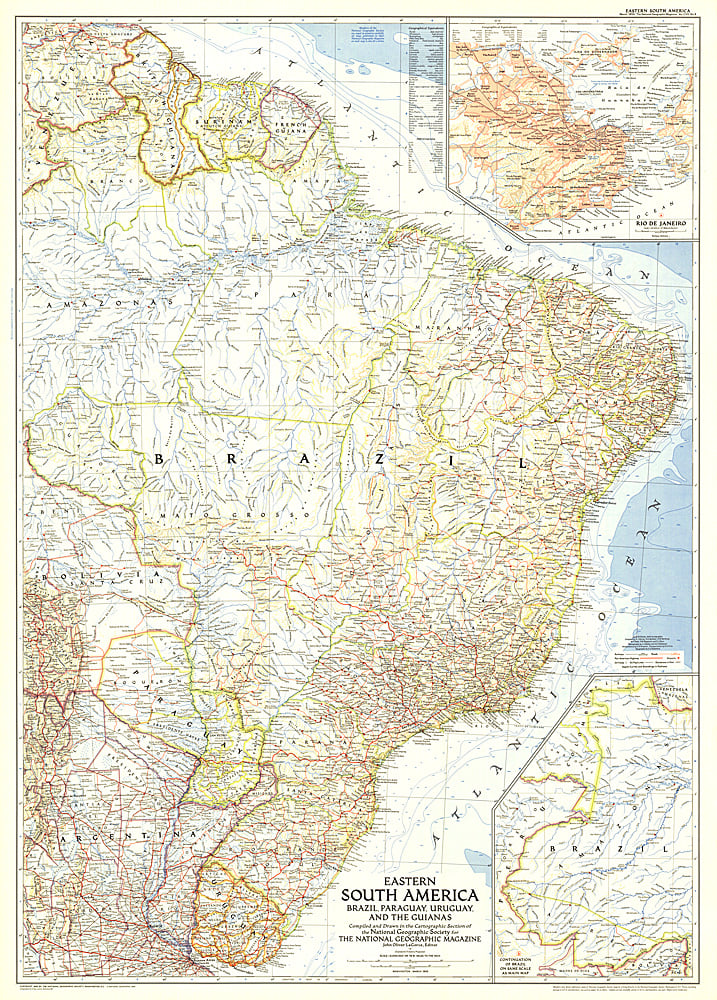 1955 Eastern South America Map – Longitude Maps