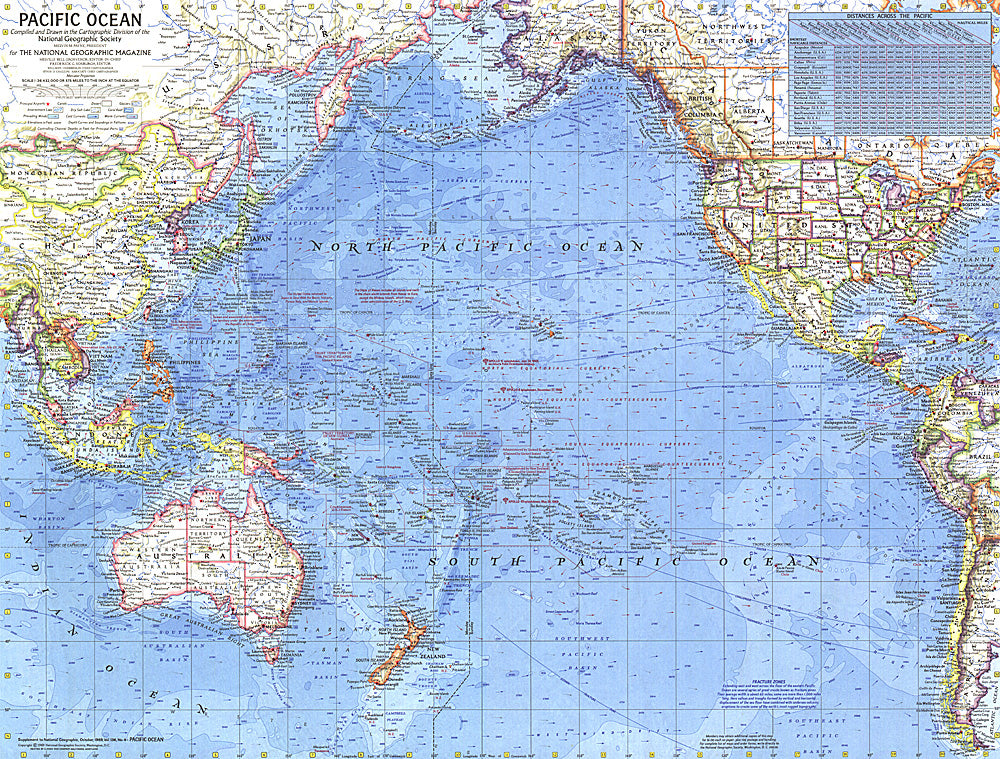1969 Pacific Ocean Map – Longitude Maps