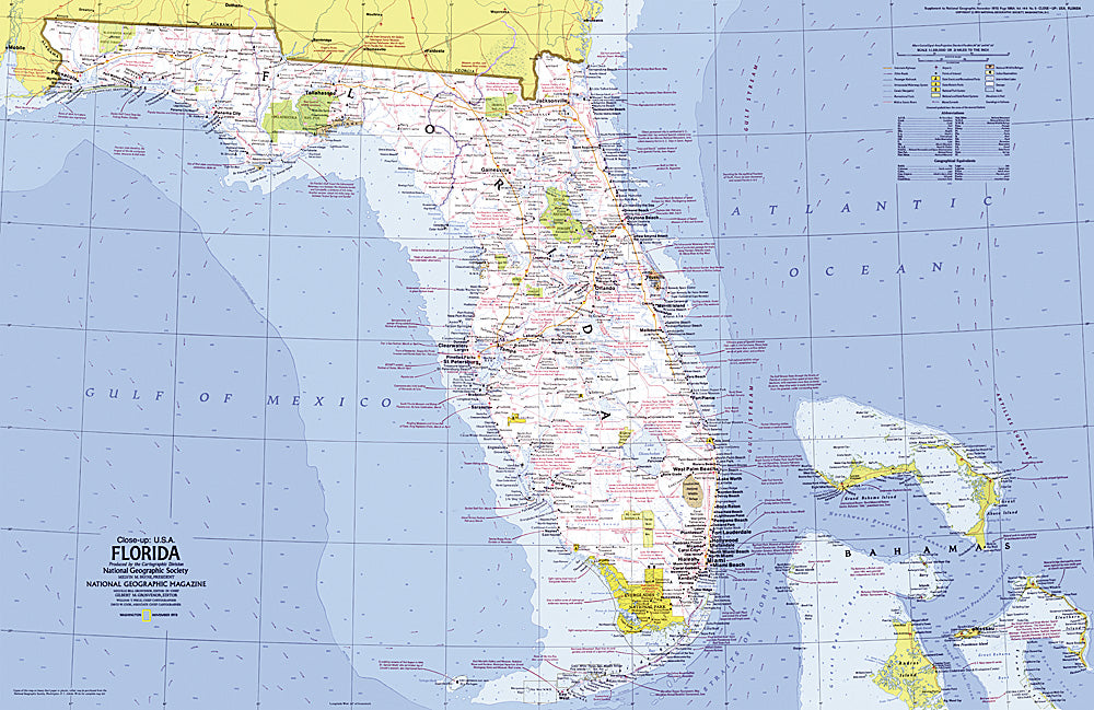 1973 Close-up USA, Florida Map – Longitude Maps