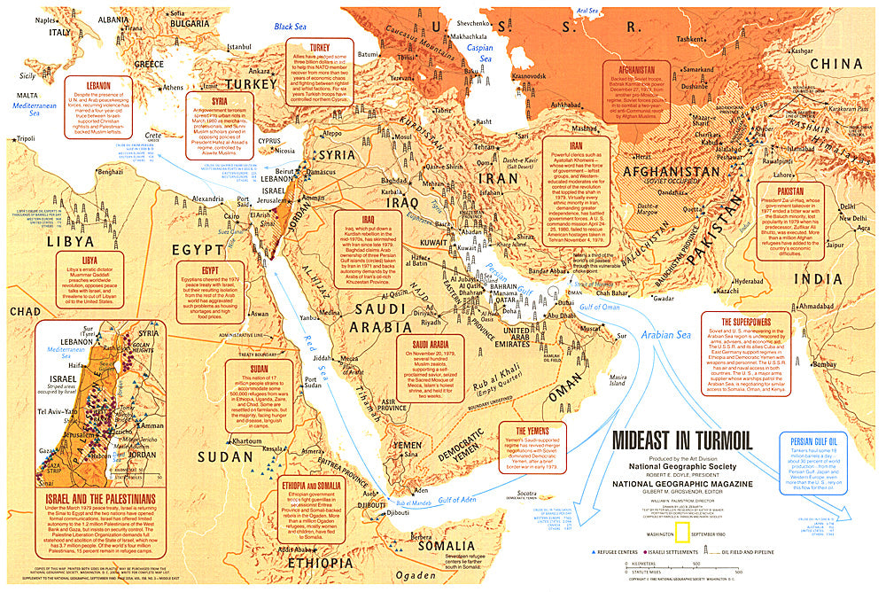 1980 Mideast in Turmoil Map – Longitude Maps