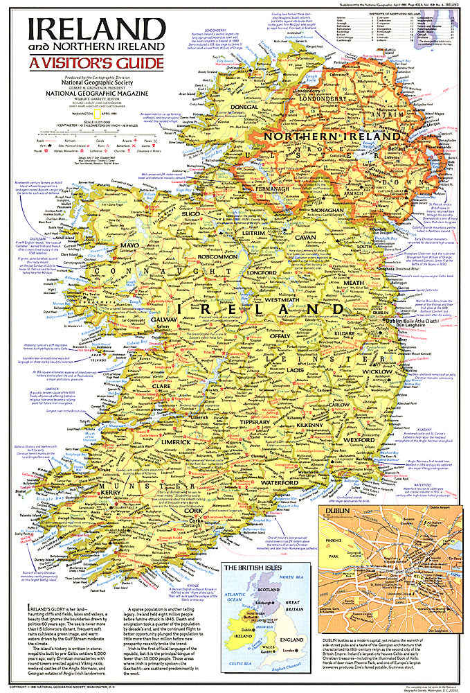 1981 Ireland and Northern Ireland Visitors Guide Map – Longitude Maps