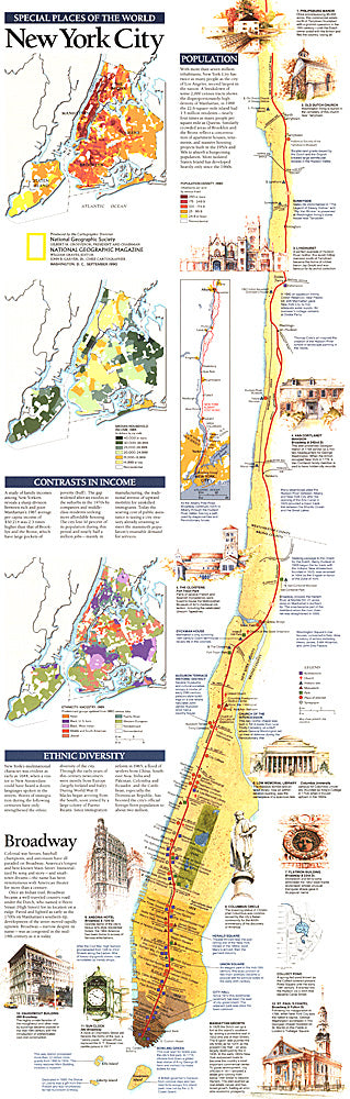 1990 New York City Map – Longitude Maps