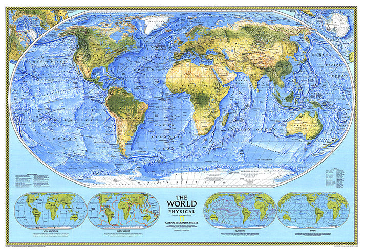 1994 World Physical Map – Longitude Maps