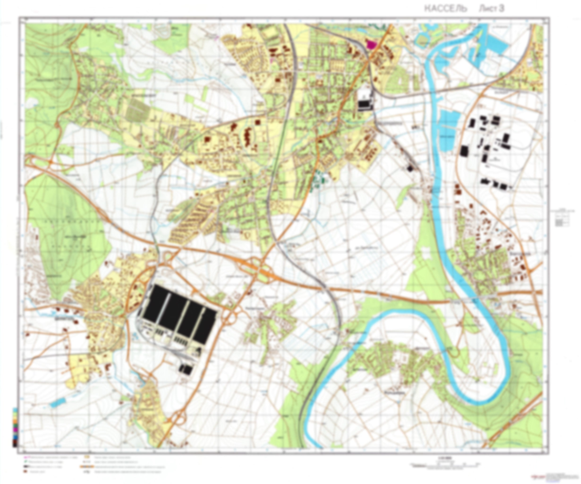 Kassel 3 (Germany) - Soviet Military City Plans – Longitude Maps