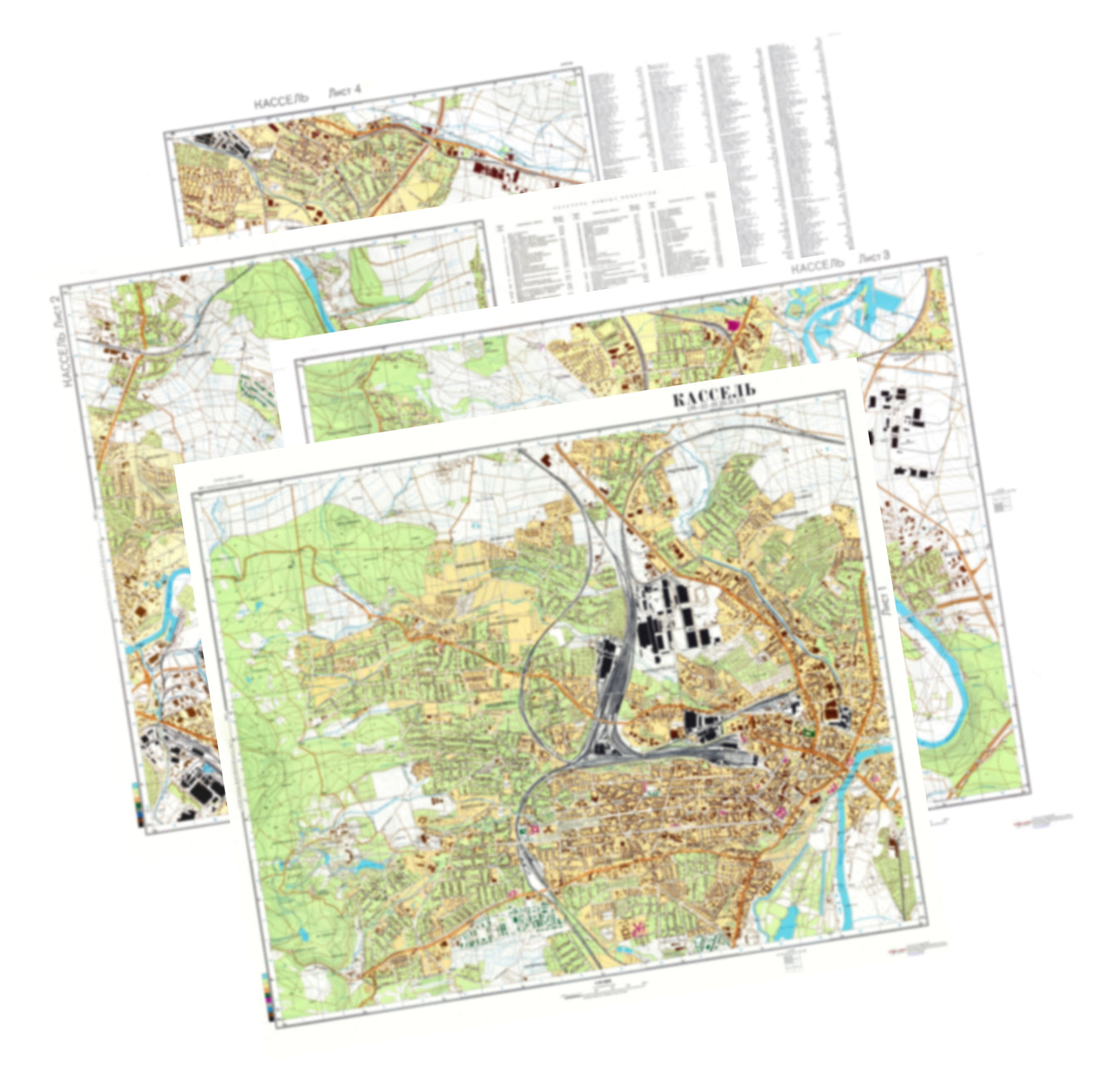 Kassel (Germany) 4-Sheet Map Set - Soviet Military City Plans ...