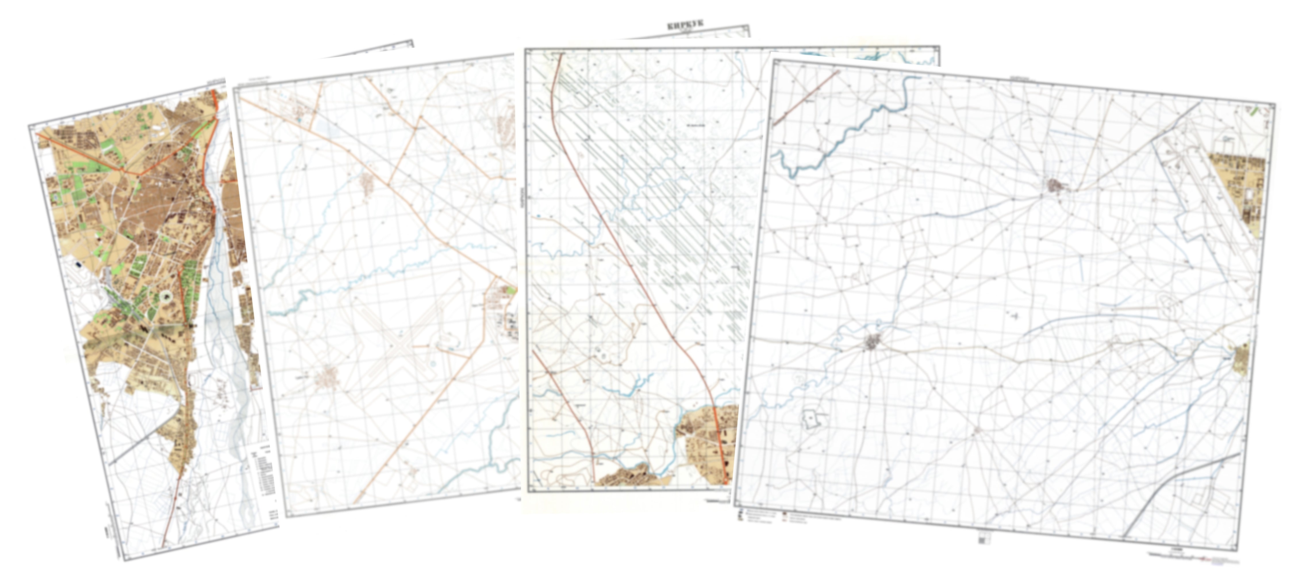 Kirkuk (Iraq) 4-Sheet Map Set - Soviet Military City Plans – Longitude Maps