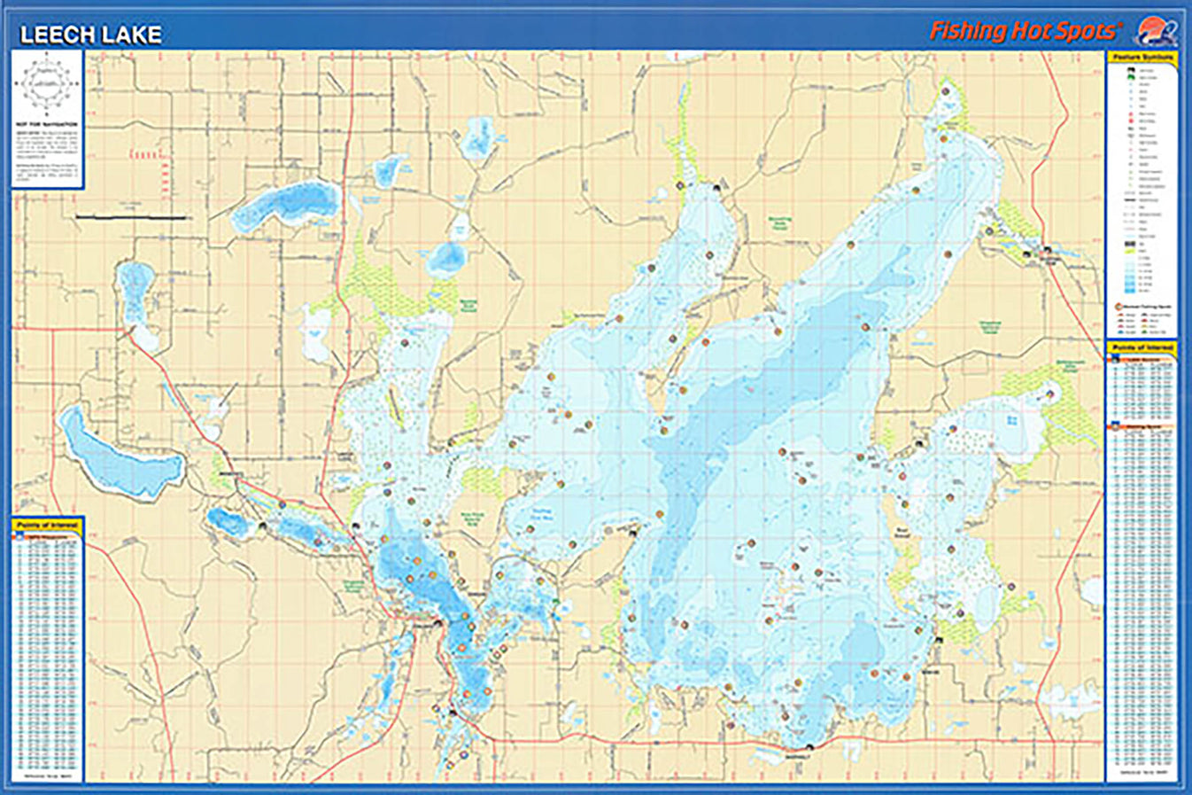 L139 - Leech Lake Fishing Wall Map – Longitude Maps