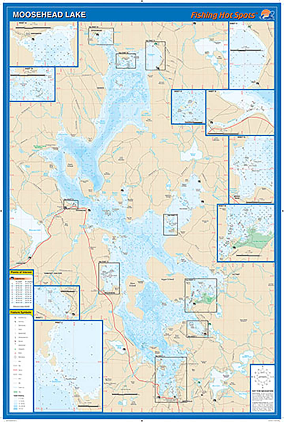 L902 - Moosehead Lake Fishing Wall Map – Longitude Maps