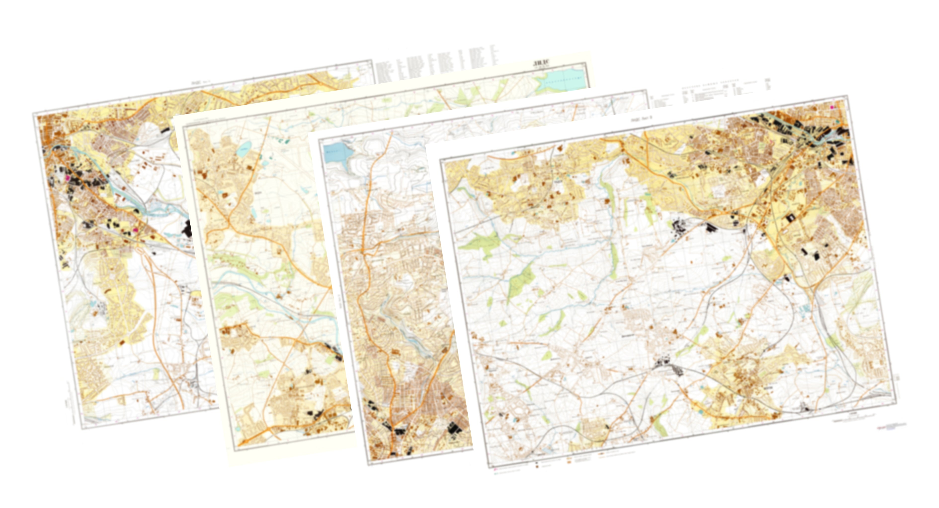 Leeds (UK) 4-Sheet Map Set - Soviet Military City Plans – Longitude Maps