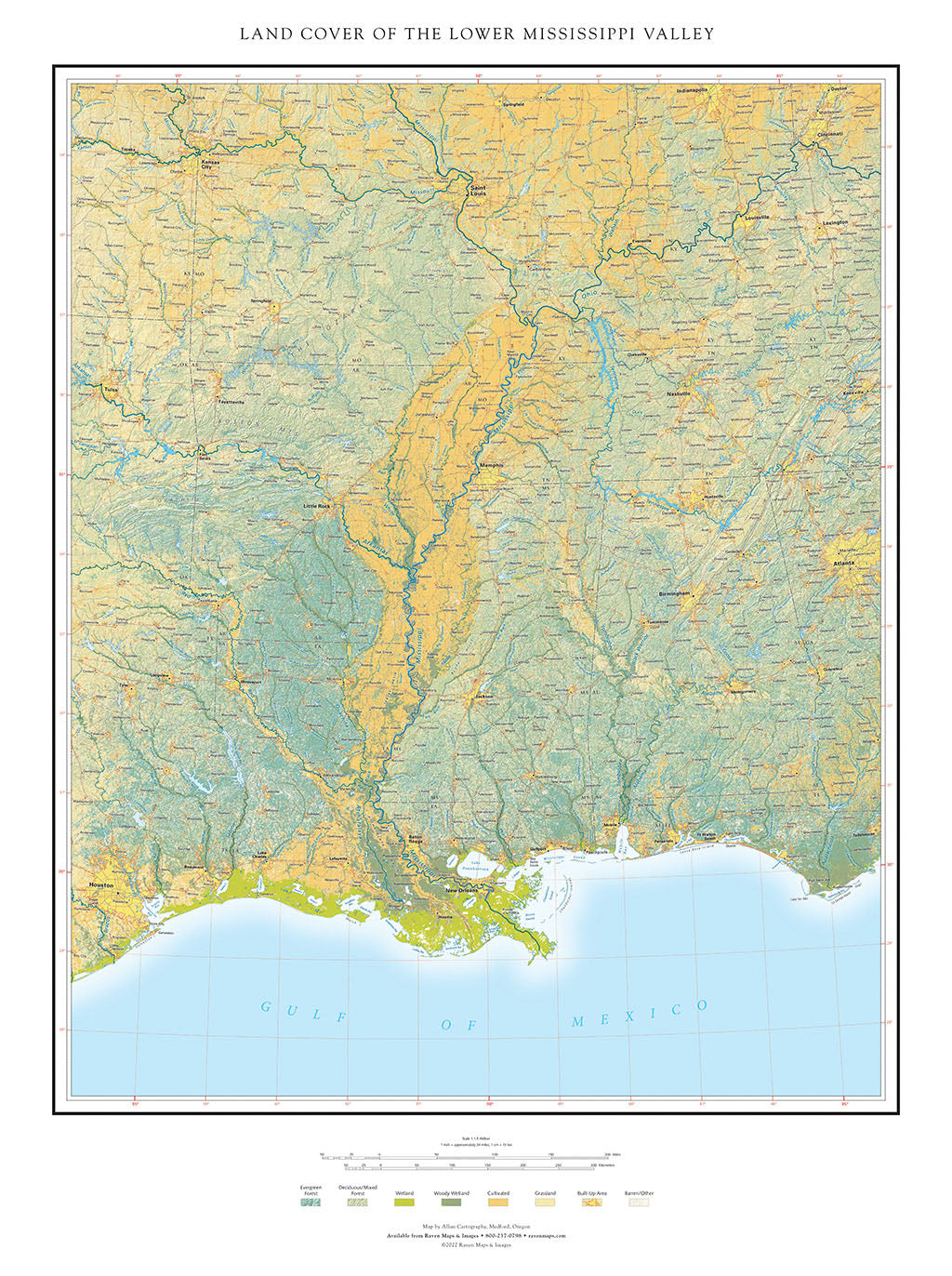 Land Cover of the Lower Mississippi Valley Fine Art Print Map ...