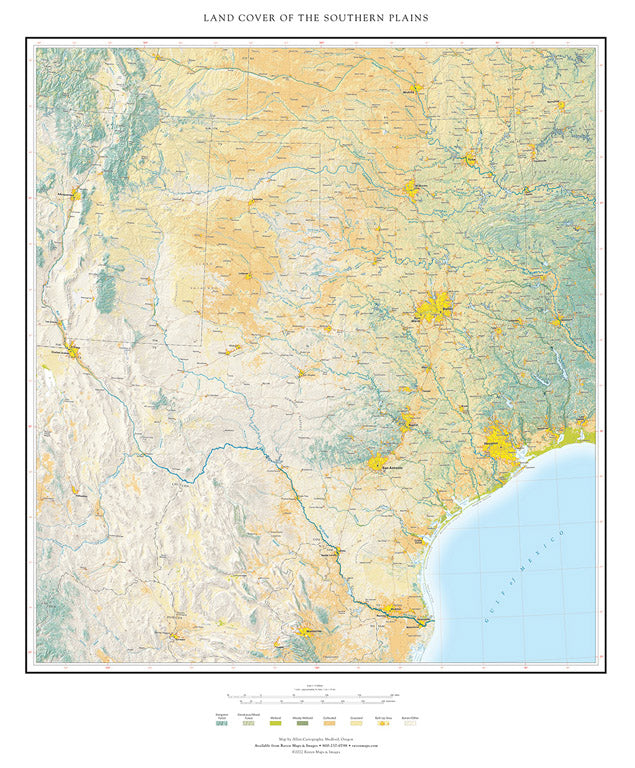 Land Cover of the Southern Plains Fine Art Map – Longitude Maps