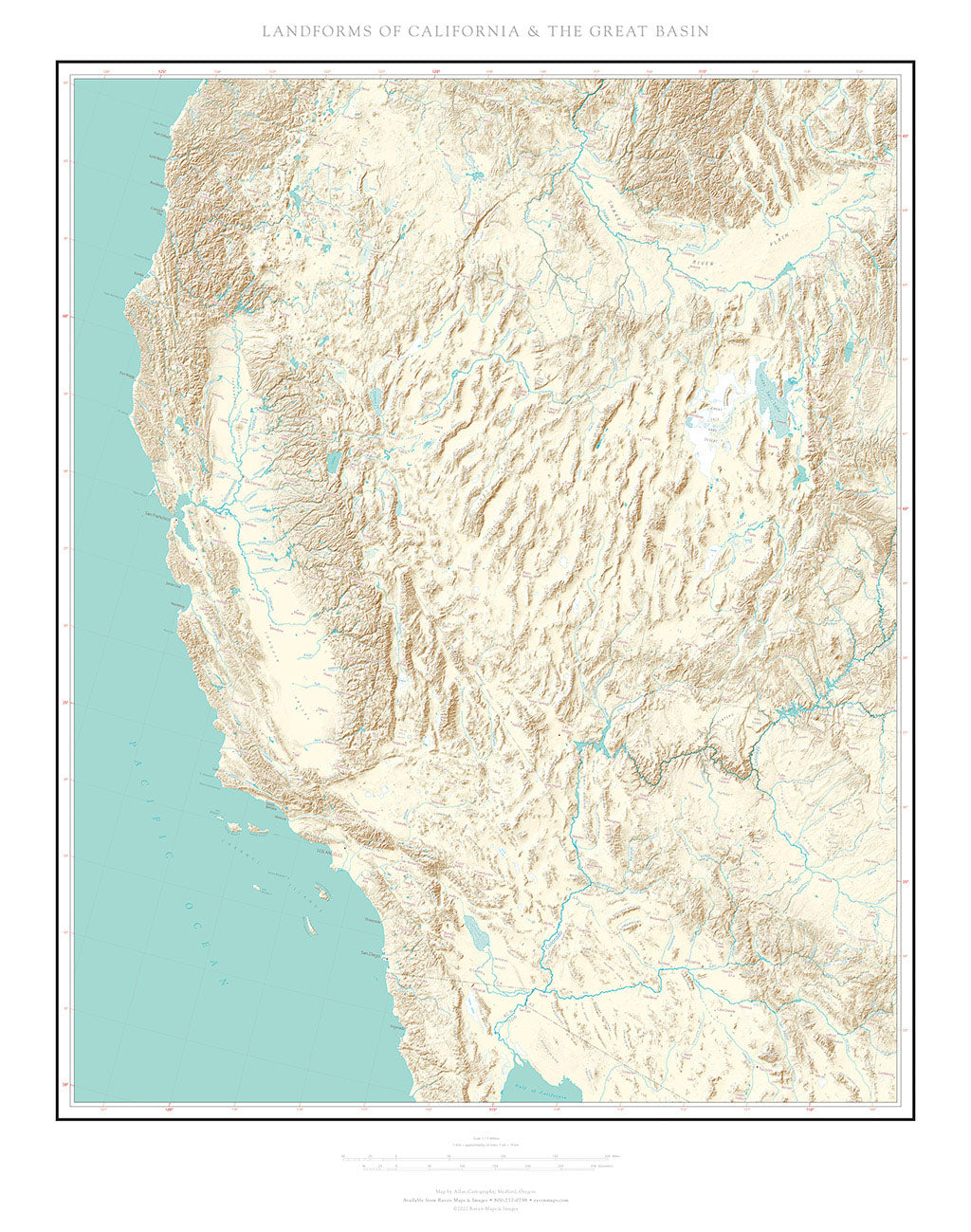 Landforms of California & the Great Basin Fine Art Print Map ...