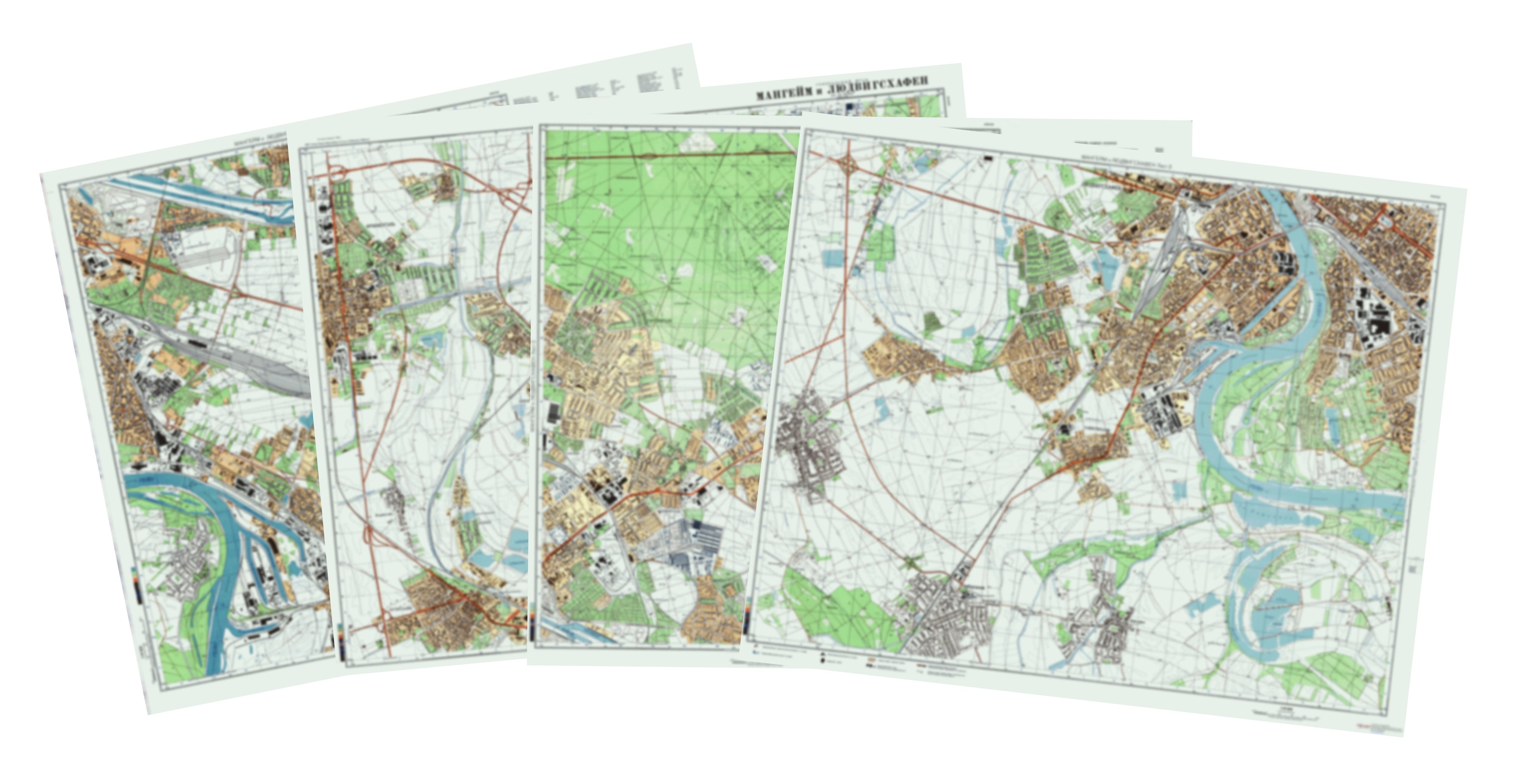 Mannheim (Germany) 4-Sheet Map Set - Soviet Military City Plans ...