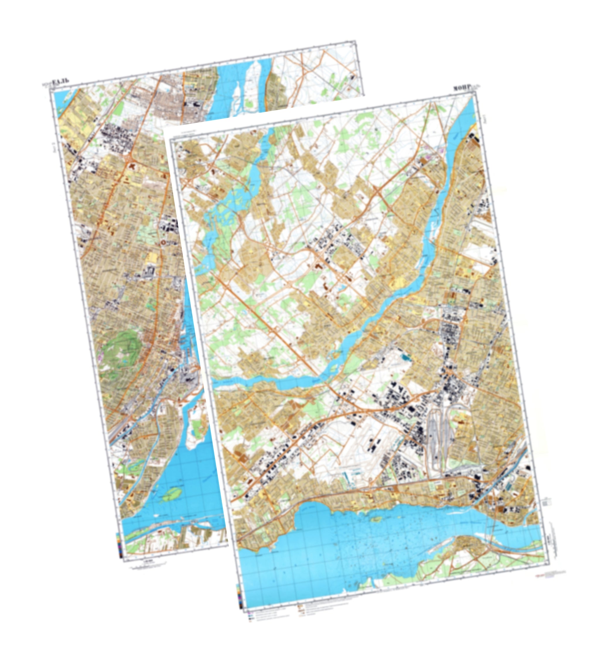 Montreal (Canada) 2-Sheet Set - Soviet Military City Plans – Longitude Maps