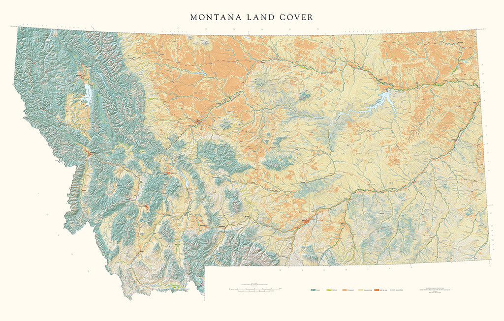 Montana Land Cover Fine Art Print Map – Longitude Maps