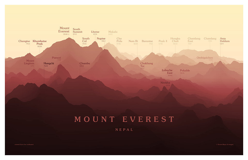 Mount Everest Peakscapes Elevation Panorama – Longitude Maps