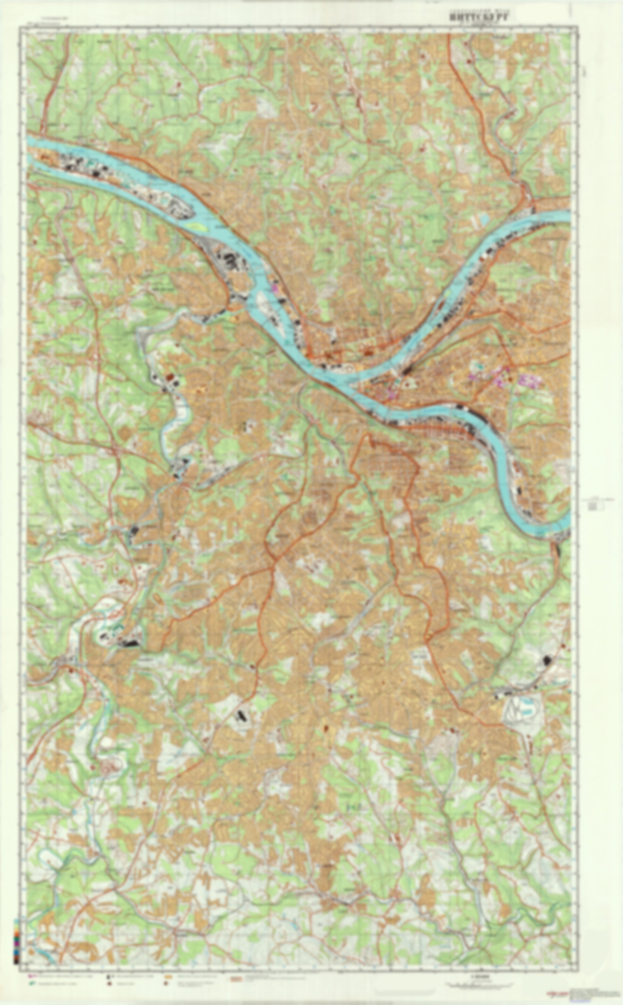 Pittsburgh, PA 1 (USA) - Soviet Military City Plans – Longitude Maps