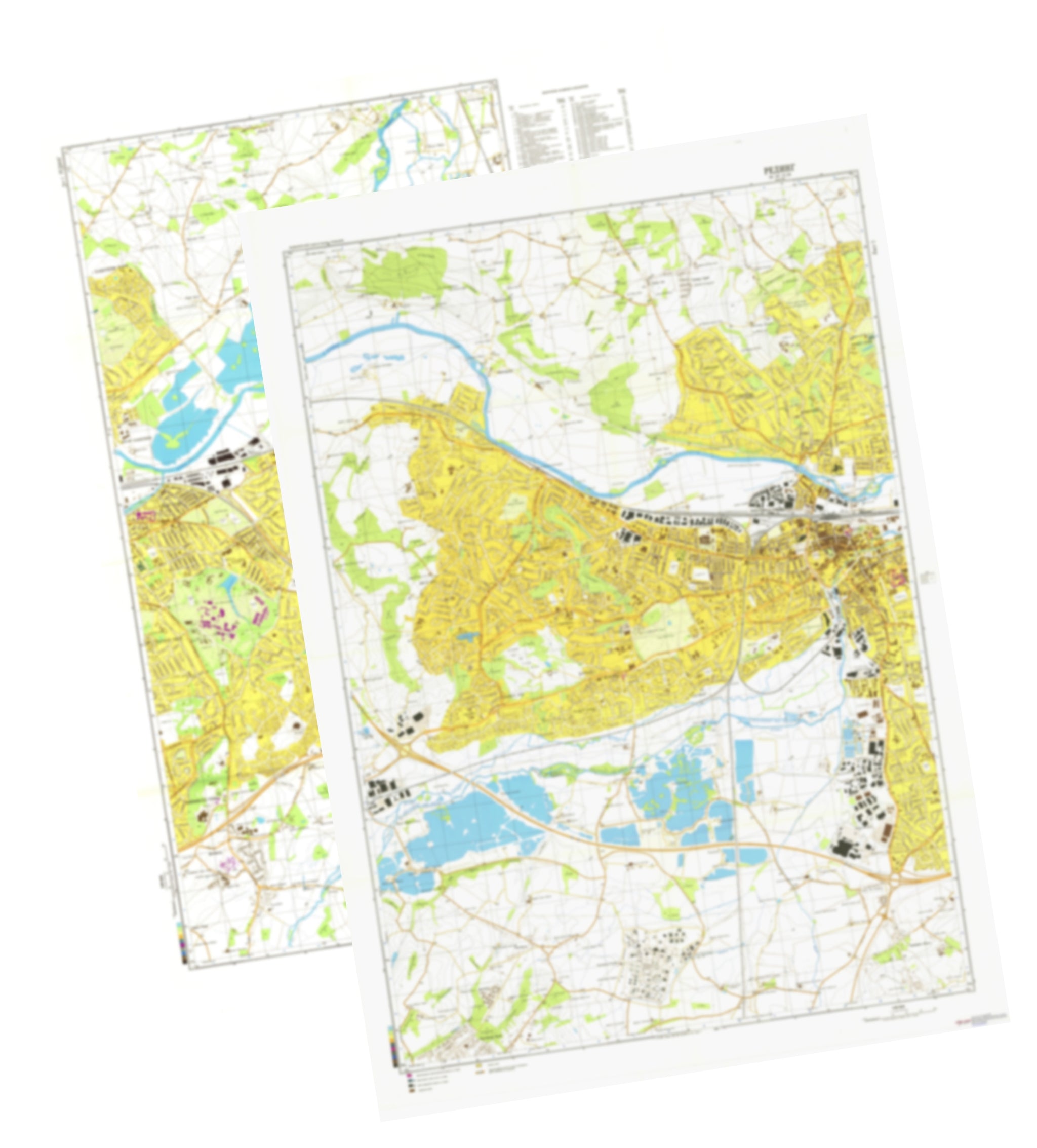 Reading (UK) 2-Sheet Set - Soviet Military City Plans – Longitude Maps