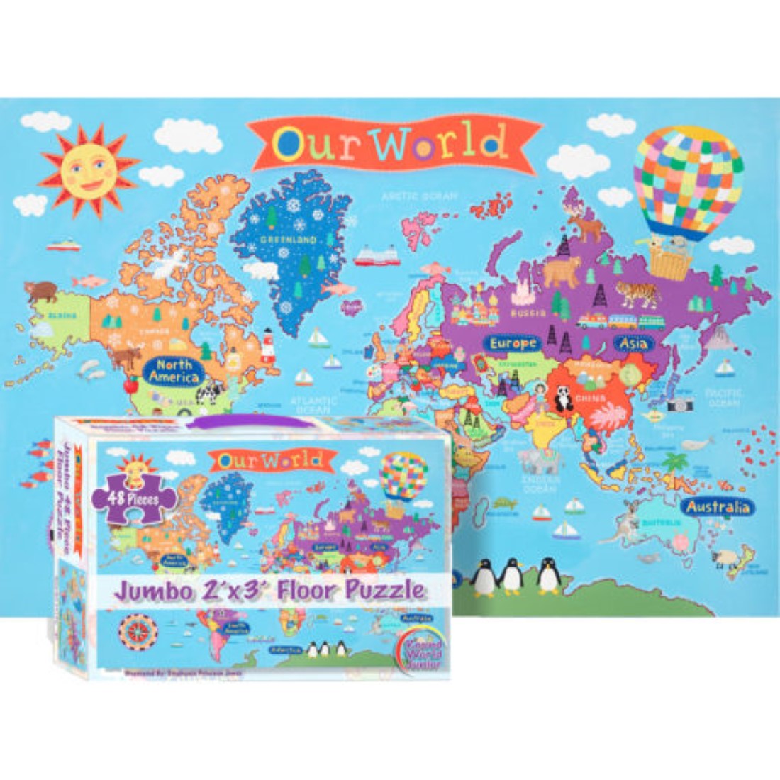 Kid’s World Jumbo 48 Piece Floor Puzzle – Longitude Maps