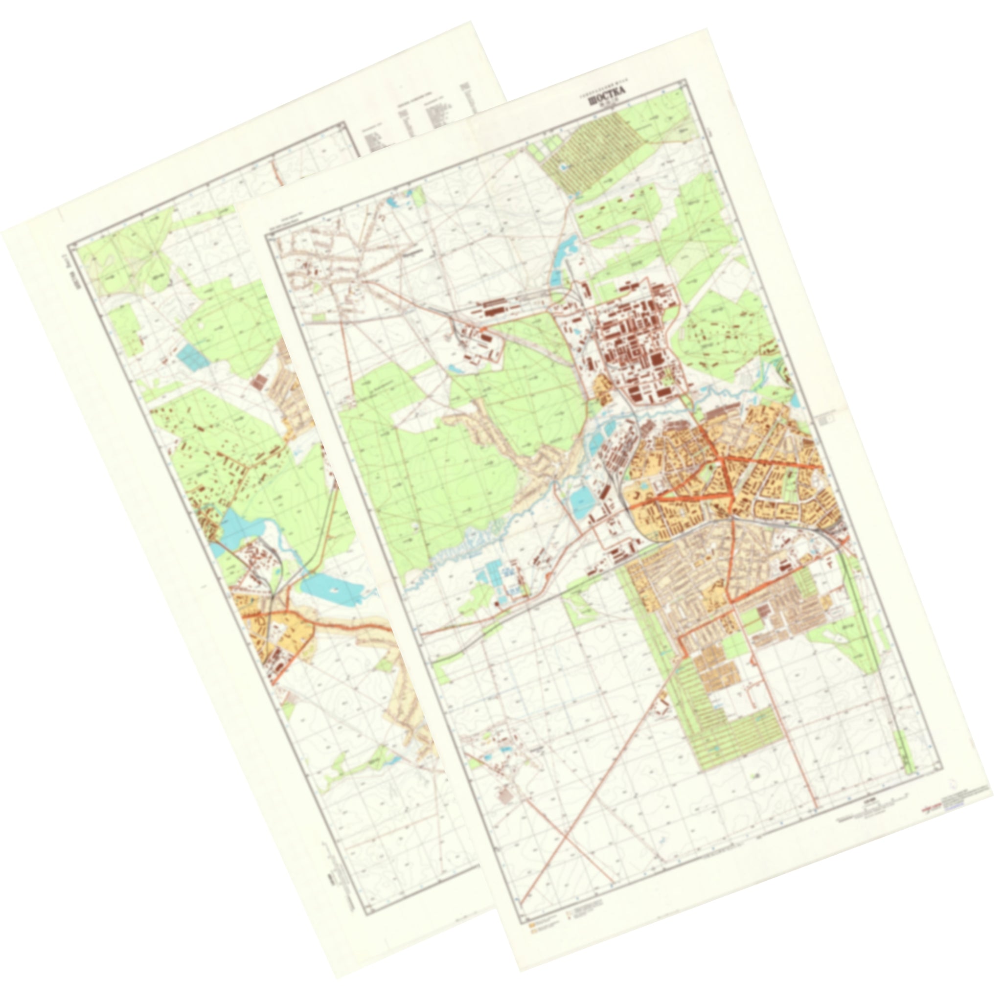 Shostka (Ukraine) 2-Sheet Set - Soviet Military City Plans – Longitude Maps
