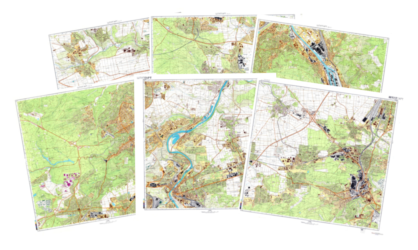 Stuttgart (Germany) 6-Sheet Map Set - Soviet Military City Plans ...