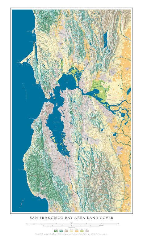 San Francisco Bay Area Land Cover Fine Art Print Map – Longitude Maps