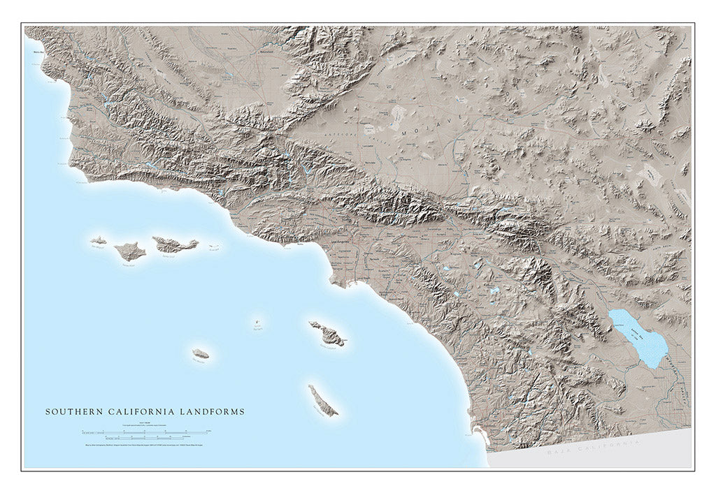 Southern California Landforms Fine Art Print Map – Longitude Maps