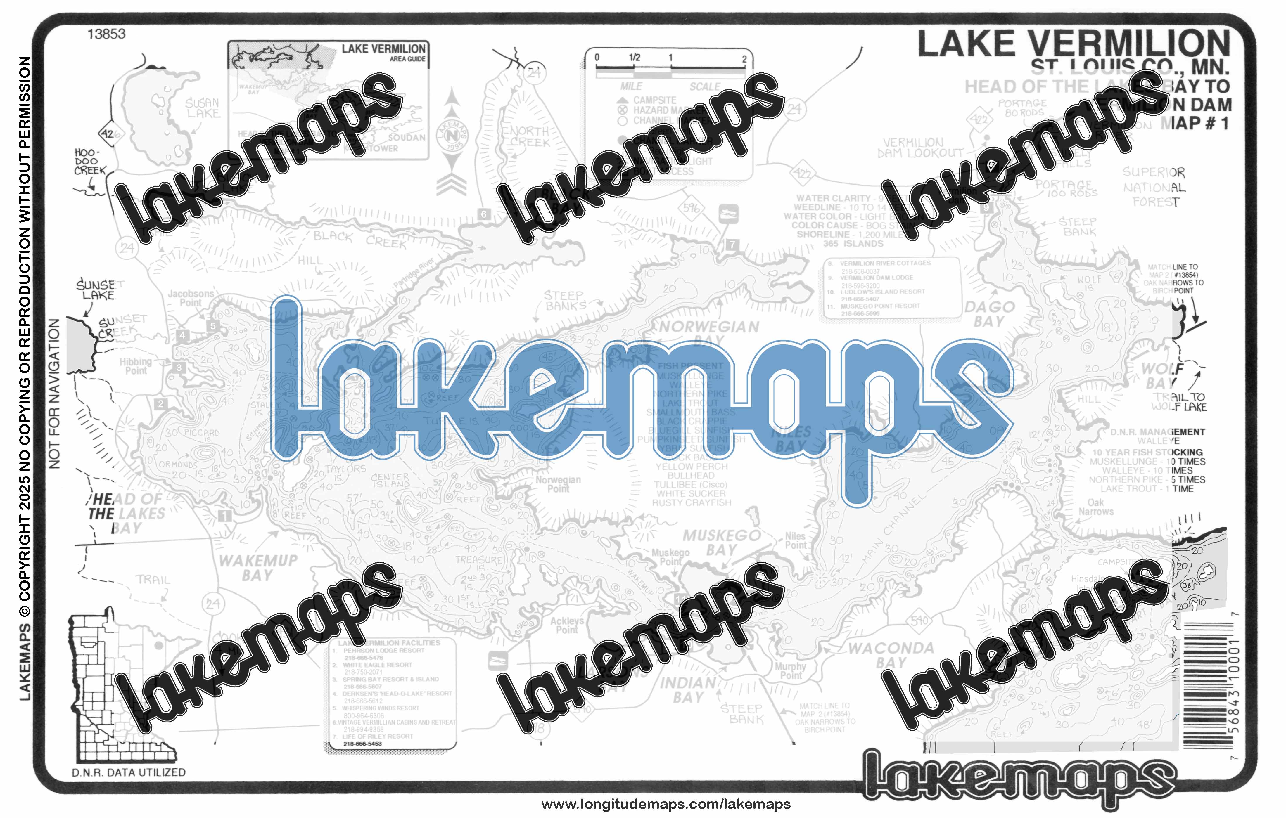 St. Louis County, MN - Lake Vermillion - Map 1 Head of Lakes to Dam ...