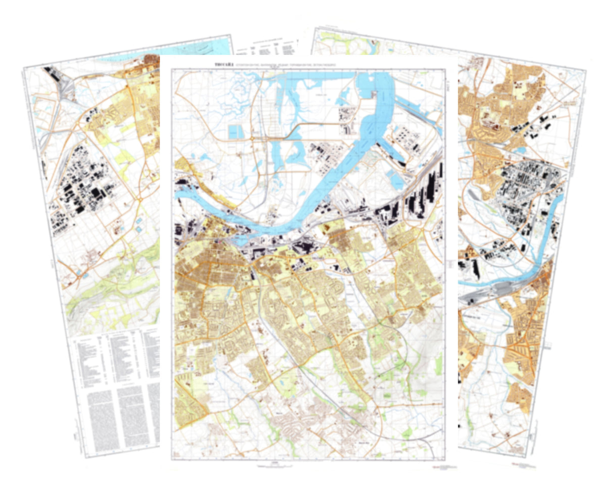 Teesside (UK) 3-Sheet Map Set - Soviet Military City Plans – Longitude Maps