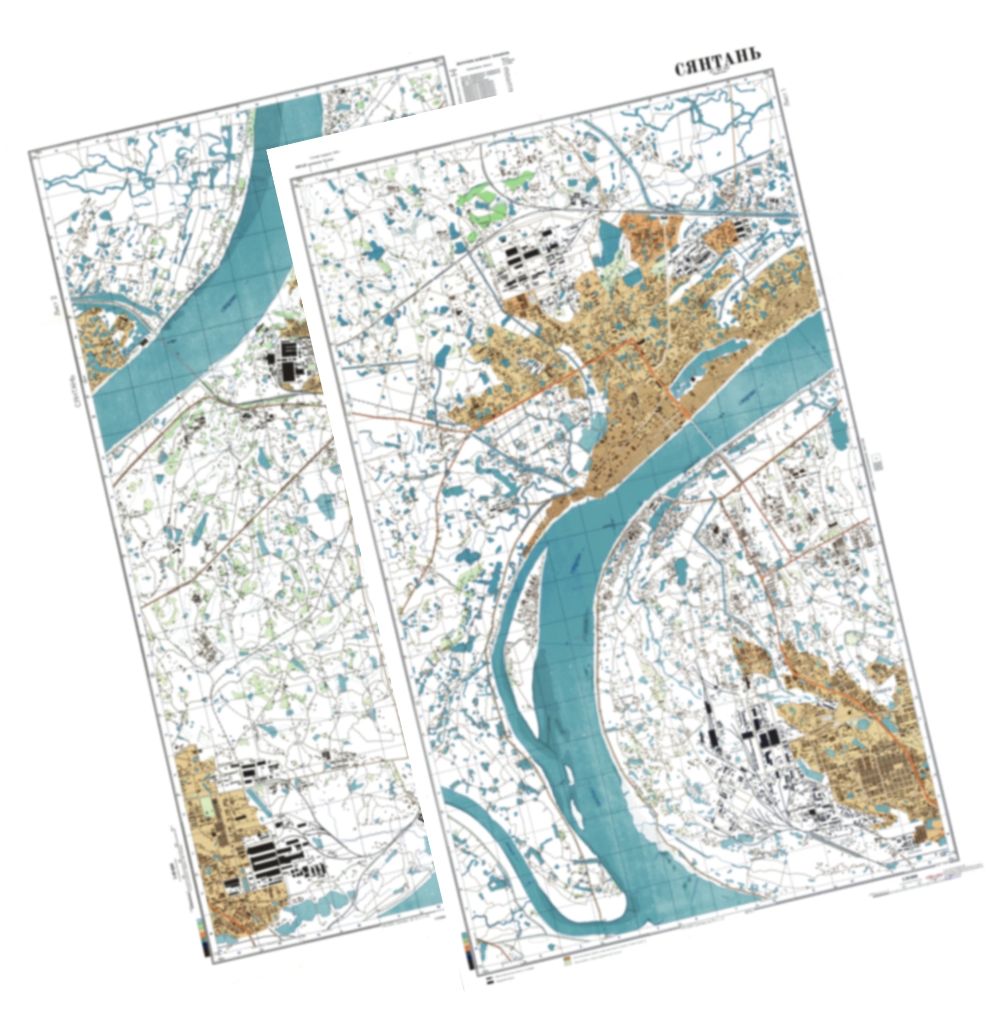 Xiangtan (China) 2-Sheet Set - Soviet Military City Plans – Longitude Maps