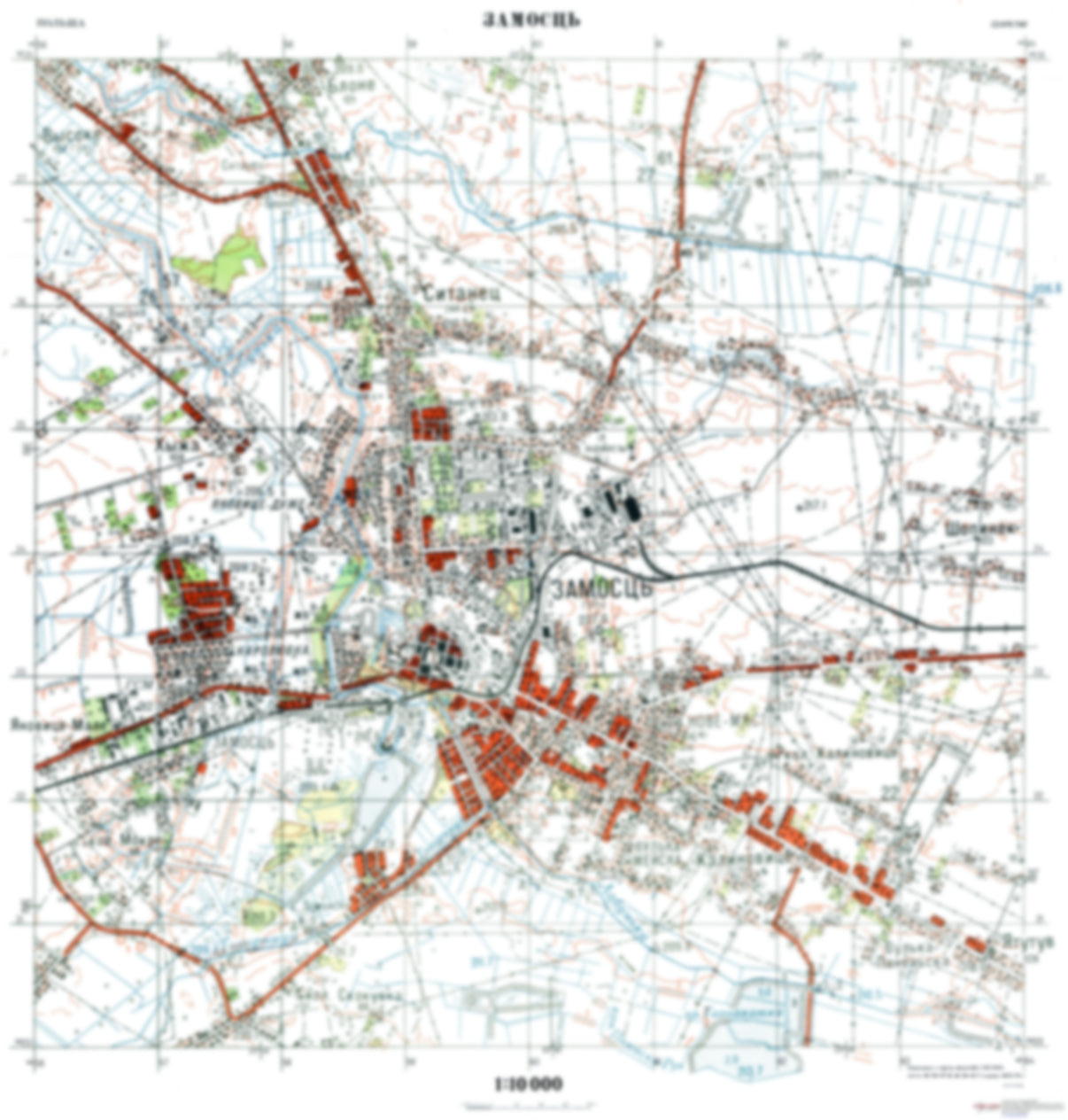 Zamosc (Poland) - Soviet Military City Plans – Longitude Maps